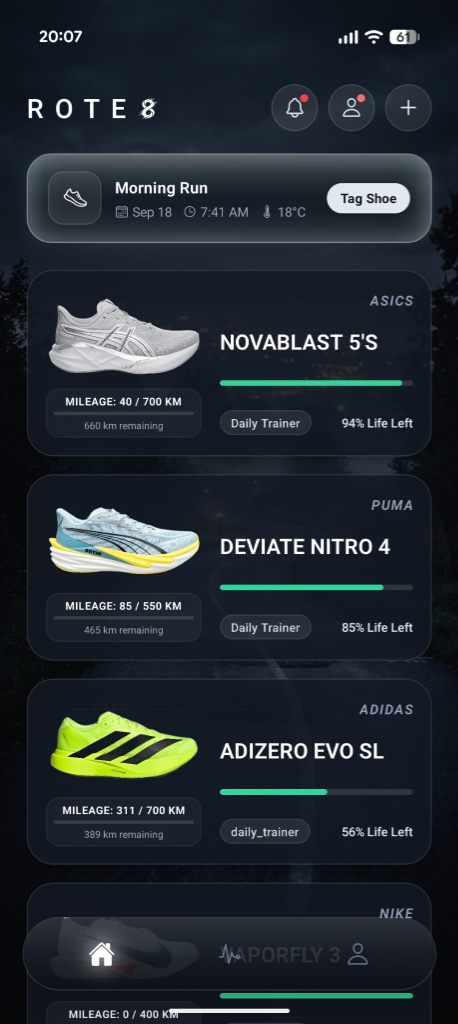 Rote8 — Running Shoe Rotation & Telemetry